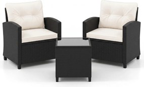 Costway 3 PCS. Ratanová sada Gartenmöbel inkl. 2 Sessel a 1 Beistelltisch – bílý