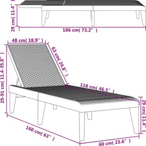 vidaXL Lehátko 186 x 60 x 29 cm PP [364218] Barva: Hnědá