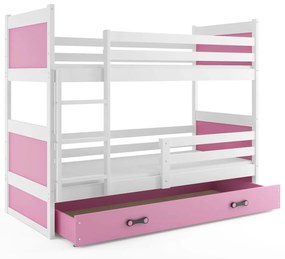 Patrová postel Rico bílé / růžový 90x200 cm s matrací BMS Group