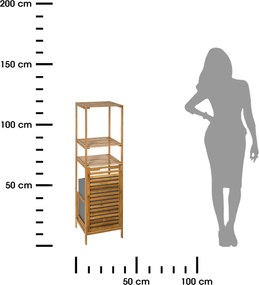Polička do koupelny s košem na prádlo Dawson, hnědá/šedá
