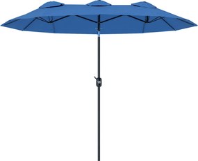 Outsunny dvojitý zahradní slunečník, 295 × 152 cm, naklápěcí s kličkou, oválný slunečník s ventilací — námořnická modrá | Aosom