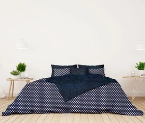 Ervi bavlněné povlečení oboustranné - puntíky na tmavě modrém/modré