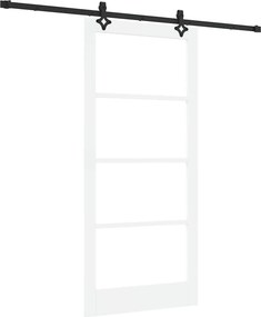 Posuvné dveře Bílá 93 x 202 cm Masivní borové dřevo a sklo 3332316