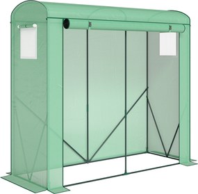 Skleník s okny ze síťoviny, rolovací dveře, skleník z ocelové fólie 200 x 75 x 188 cm Zelený