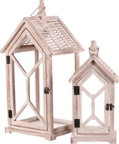 Set dvou dřevěných luceren bílý DA209 WT (2 ks)