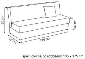 Pohovka ADELA MINI | 175 cm | rozkládací + úložný prostor | VÝBĚR TKANIN