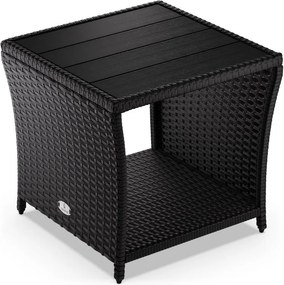 Casaria Polyratanový Odkládací stolek Vedis černý 45 × 45 × 40 cm