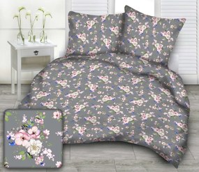 Povlečení flanelové Hortenz zelená 200x140cm+90x70cm TiaHome - 1x Polštář 90x70cm, 1x Přikrývka 140x200cm