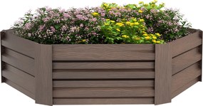 Zvýšený záhon Outsunny z oceli, hexagonální květinový box s otevřeným dnem, rostlinný box s dřevěným povrchem, zeleninový záhon na balkon, zahradu, tm