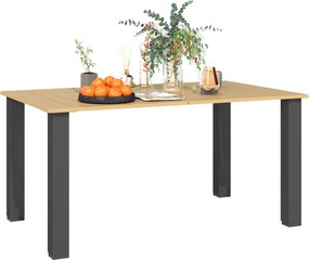 Obdélníkový Zahradní Stůl Outsunny 150x90x73 cm na Terasu se Ocelovými nohami, Otvorem pro Deštník a Příčkovým Designem, Nosnost 70 kg Hnědý | Aosom
