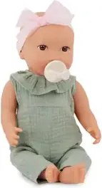 LullaBaby Panenka 35 cm v overalu s čelenkou / od 2 let