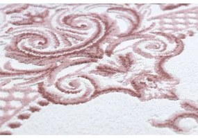 koberec AKRYL DIZAYN ovál 142 slonová kost / růžový velikost 80x300 cm | krásné koberce cz