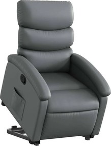 Zvedací polohovací křeslo šedé umělá kůže 3204043
