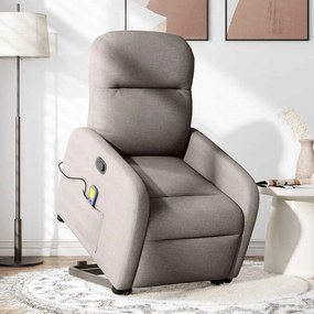 Zvedací masážní polohovací křeslo taupe textil 3302989