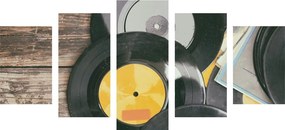 5-dílný obraz staré desky gramofonu Varianta: 100x50