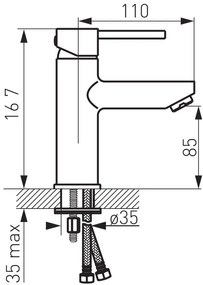 F-Design Flusso, stojánková umyvadlová baterie, chrom lesklý, FD1-FLS-2-11