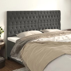Čelo postele tmavě šedé 200 x 7 x 118/128 cm sametové 3116735