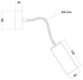 creative cables Fermaluce Flex 30 bodové svítidlo se stínidlem tub-E14, dřevěný mini baldachýn Barva: dřevo