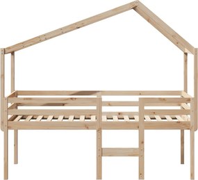 Patrová postel se střechou 80 x 200 cm masivní borové dřevo 3282055