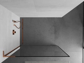 Mexen Kioto L, sprchová zástěna Walk-In 100 x 200 cm, 8mm čiré sklo černý vzor, ​​růžové zlato profil, 800-100-103-60-70