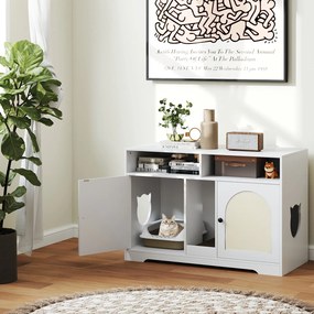 Costway Kočičí záchod kočičí skříňka pro 2 kočky skrytá kočičí záchodová