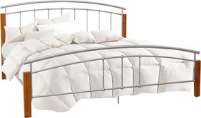 Tempo Kondela Kovová postel MIRELA 140x200, olše/stříbrný kov