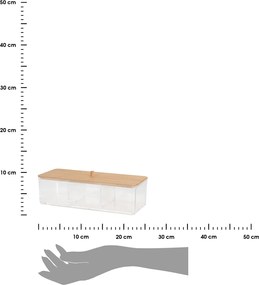 Kosmetický organizér Janet, transparentní/s dřevěnými prvky