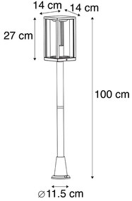 Stojací venkovní lampa černá 100 cm se zemním hrotem a kabelovou průchodkou - Charlois