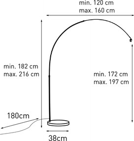 Moderní oblouková lampa chromovaná nastavitelná bez stínidla