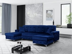 Rozkládací rohová sedačka VERSAGE U 290x175cm - rozklad a úložný prostor modrá - Monolith 77