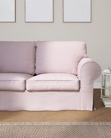 Potah na pohovku IKEA  Ektorp 2-místná, rozkládací, STARÝ MODEL barva růžová látka pletený vzor