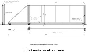 Samonosná posuvná brána š. 450 - 500 cm x v. 170 cm