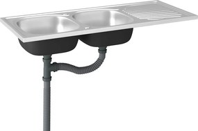 Kuchyňský dřez s odtokem stříbrný 1200x600x155 mm nerezová ocel 147239