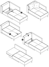 Rozkládací pohovka Rex, šedo-béžová strukturovaná látka