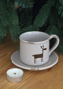 vánoční keramika - hrneček s podšálkem - sob