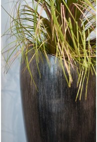 Exkluzivní květináč DELUXE, sklolaminát, výška 81 cm, černo/stříbrný lesk