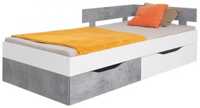 Postel s úložným prostorem Pardwa PR15 / PR16 L / P, Rozměr postele: 120x200, Barva: bílý / beton