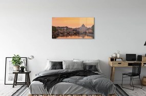 Obraz na skle řeka Řím Sunset mosty budovy 140x70 cm
