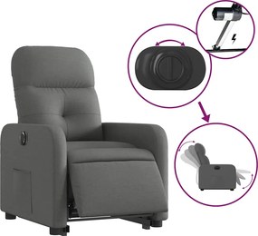 Elektrické zvedací polohovací křeslo tmavě šedé textil 3206814