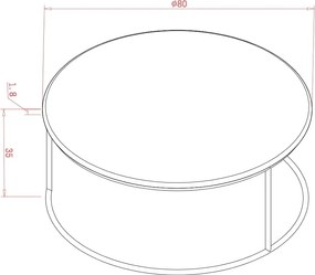 Konferenční stolek Rose Hill 80 cm zelený/zlatý