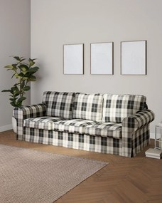 Potah na pohovku IKEA  Ektorp 3-místná, rozkládací STARÝ MODEL PIXBO barva černá látka pletený vzor, vzorované