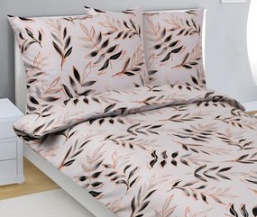 Bellatex Povlečení bavlněné List Šedá,Černá rozměr 140x200, 70x90 cm