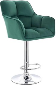 LuxuryForm DESIGN Barová židle AMALFI VELUR na stříbrné kulaté podstavě - zelená