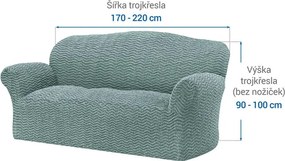 Bielastické potahy CRISTINA mátová trojkřeslo (š. 170 - 220 cm)