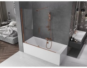 Mexen Velar, 2-křídlová posuvná vanová zástěna 160 x 150 cm, 8mm čiré sklo, růžové zlato, 896-160-000-01-60