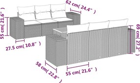 7dílná zahradní sedací souprava s poduškami béžová polyratan 3257669