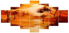 Gario Ručně malovaný obraz Západ slunce - 7 dílný Rozměry: 210 x 100 cm