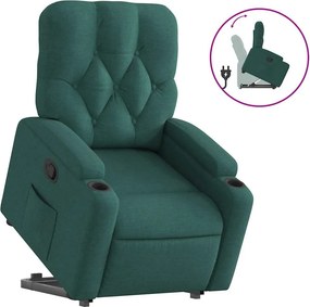 Zvedací polohovací křeslo tmavě zelené textil 3204716