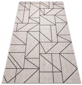 Koberec SIZAL FLOORLUX 20605 geometrický trojúhelník - stříbrný / černý