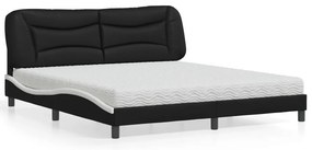 Postel s matrací Hvar černá a bílá 180 x 200 cm umělá kůže 3208743